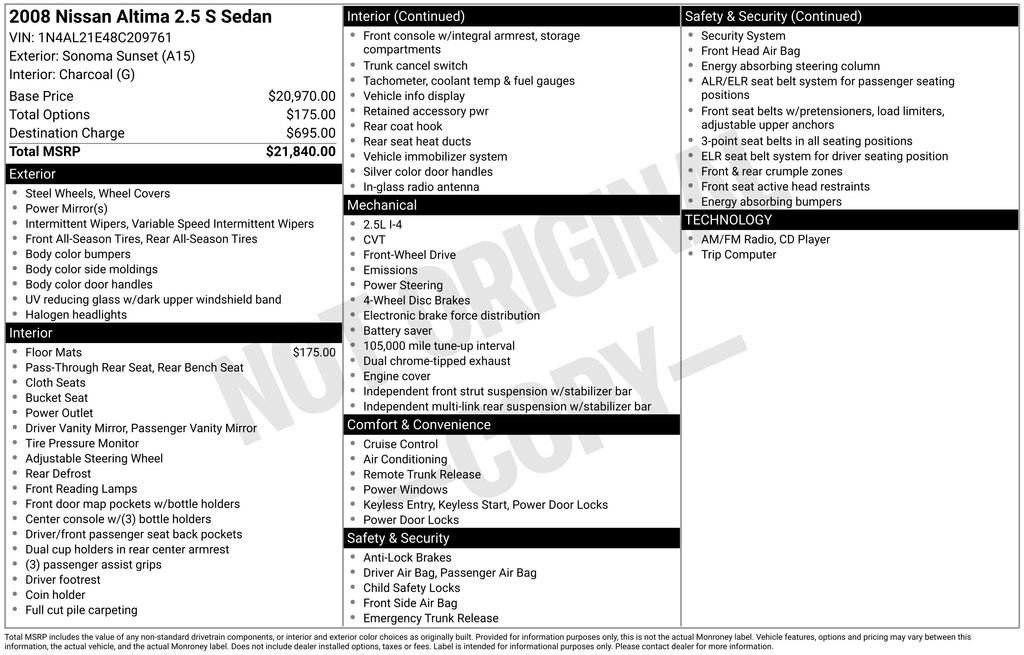Used 2008 Nissan Altima 2.5 S for Sale - Kelley Blue Book